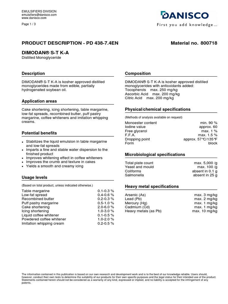 Dimodan S-T K-A | PDF | Margarine | Fat
