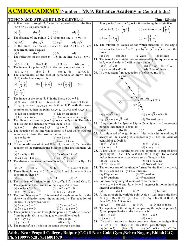 Straight Line (Level 1) | PDF | Triangle | Circle