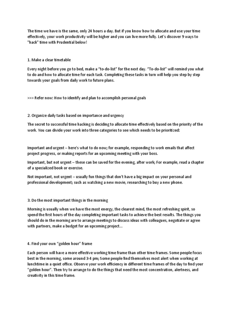Tips Time Management | PDF | Time Management | Professional Skills Tips Time Management | PDF | Time Management | Professional Skills