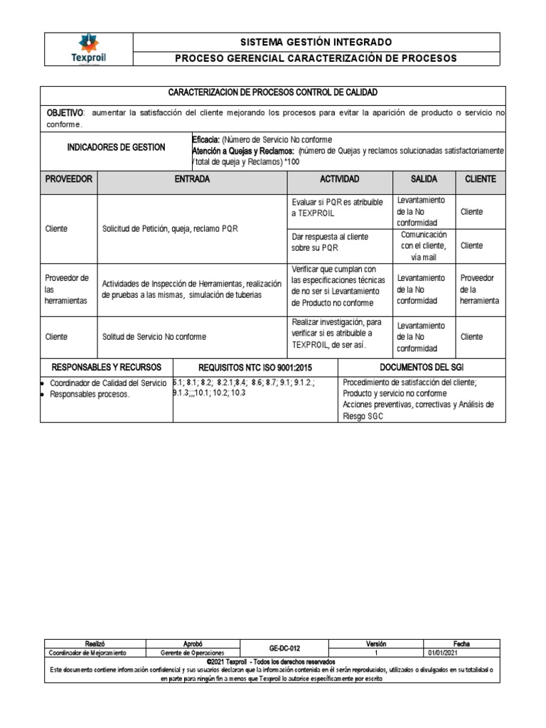 Mejora de Procesos y Calidad en Texproil | PDF | Business | Informática