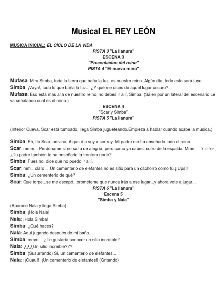 Rey-León-guión-6º | PDF