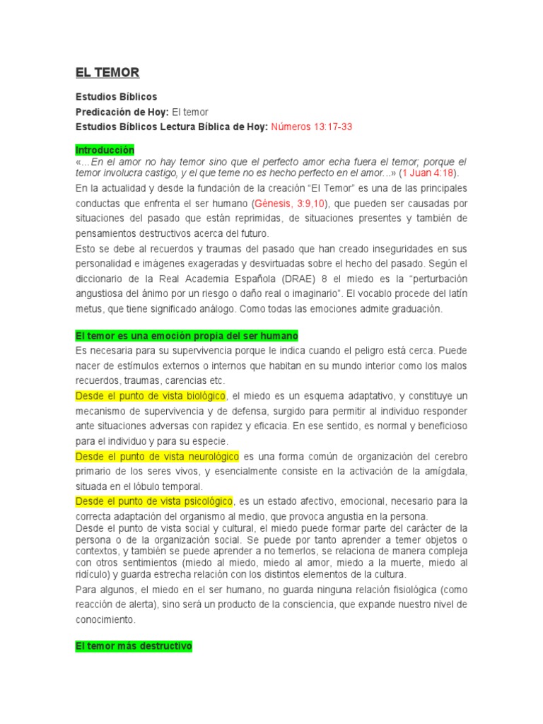 El Temor | PDF | Temor | Las emociones