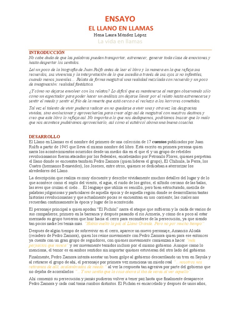 Análisis de "El Llano en Llamas" | PDF | Moralidad