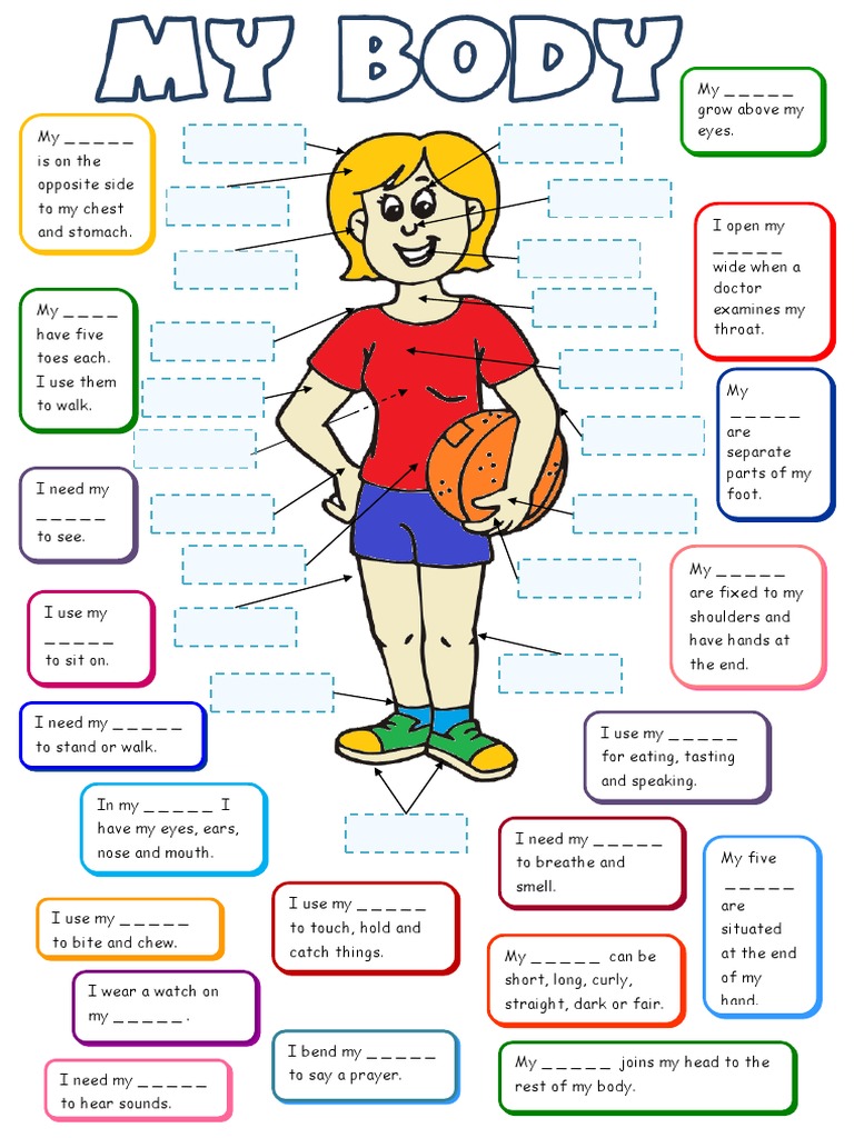 My Body 2 Tasks Classroom Posters Picture Description Exercises Re ...