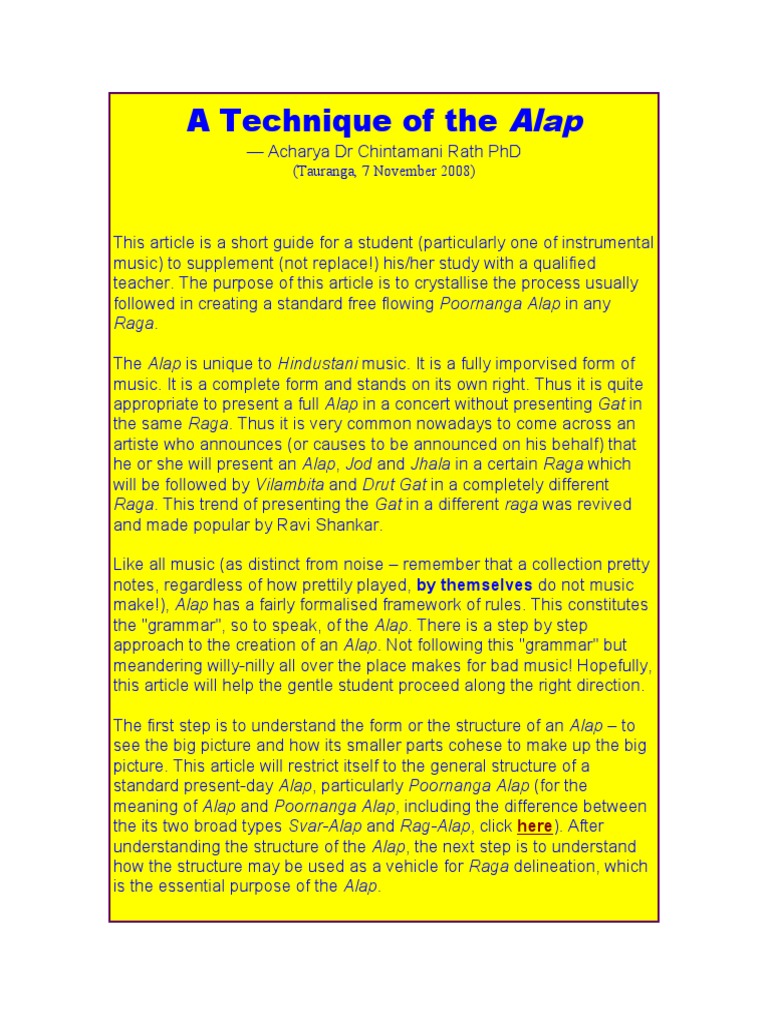 Tecnica Del Alap | PDF | Rhythm | Tempo
