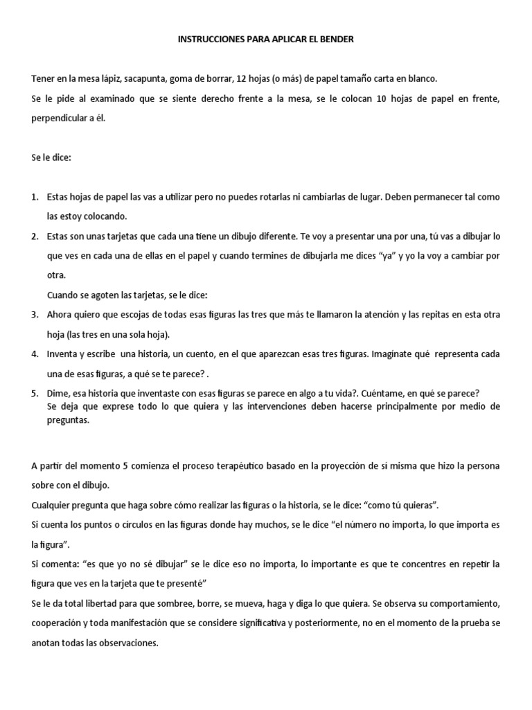 3a SESIÓN. INSTRUCCIONES APLICAR BENDER | PDF