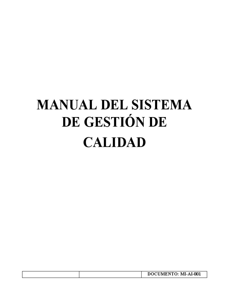 Manual Del Sistema de Gestión de Calidad | PDF | Calidad (comercial) | Sistema de manejo de calidad