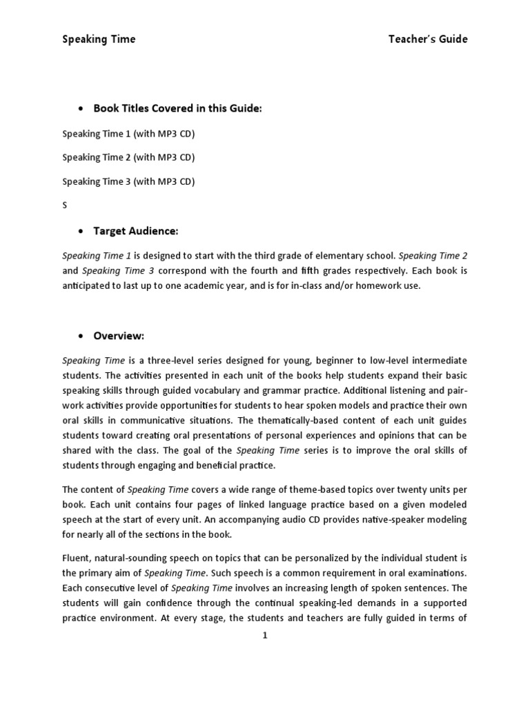 Speaking Time 3 TG | PDF | Teachers | Speech