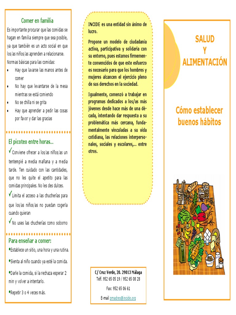 Tríptico sobre Alimentación Saludable Infantil | PDF | Comida y bebida ...