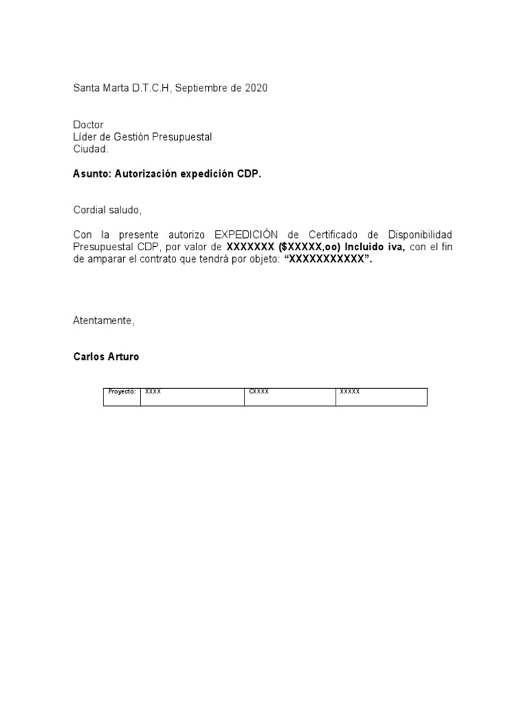 Solicitud de CDP | PDF