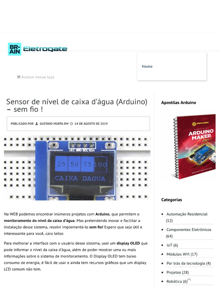 Sensor de Nível de Caixa D'água (Arduino) - Eletrogate | PDF