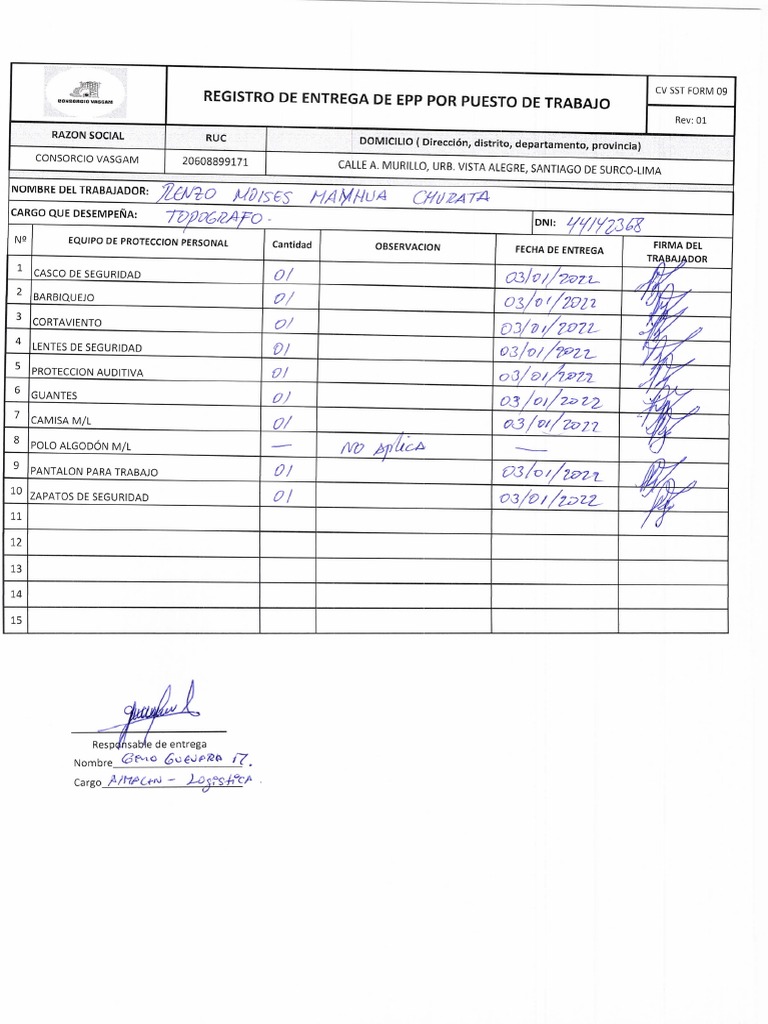Entrega de Epp | PDF