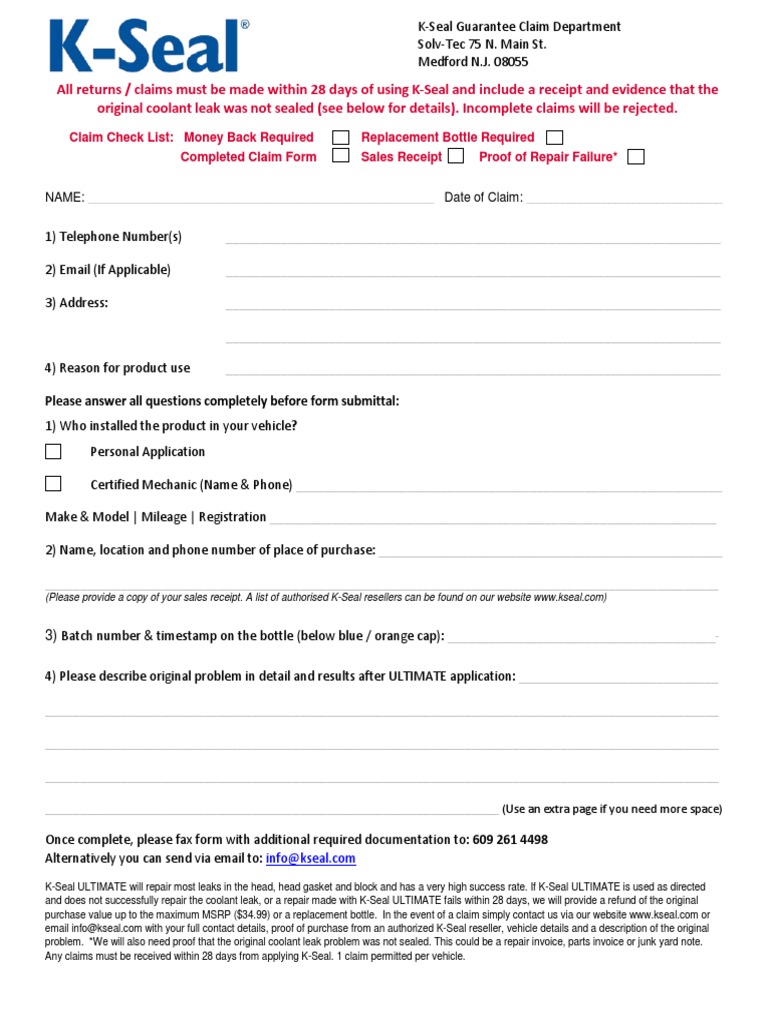 ULTIMATE Claim Form USA | PDF | Receipt