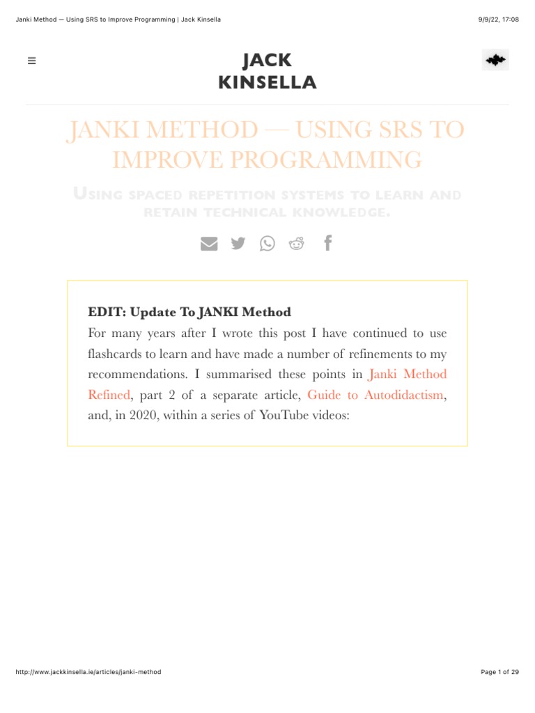 Janki Method - Using SRS To Improve Programming - Jack Kinsella | PDF | Computer Programming ...