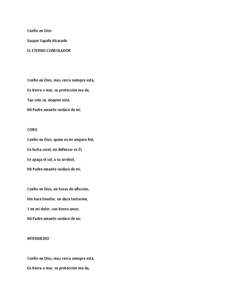 Confío en Dios: Letra y Acordes | PDF | Cocina, comidas y vino