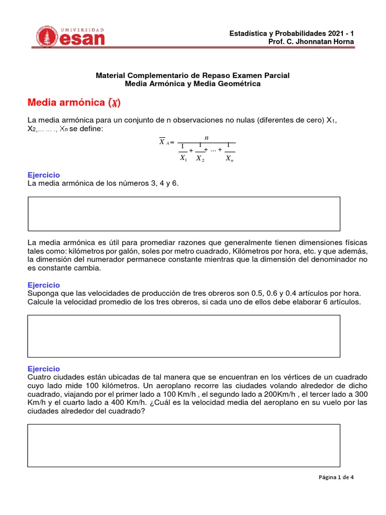 Material Complementario de Repaso Examen Parcial - M.armónica - M. Geométrica | PDF ...
