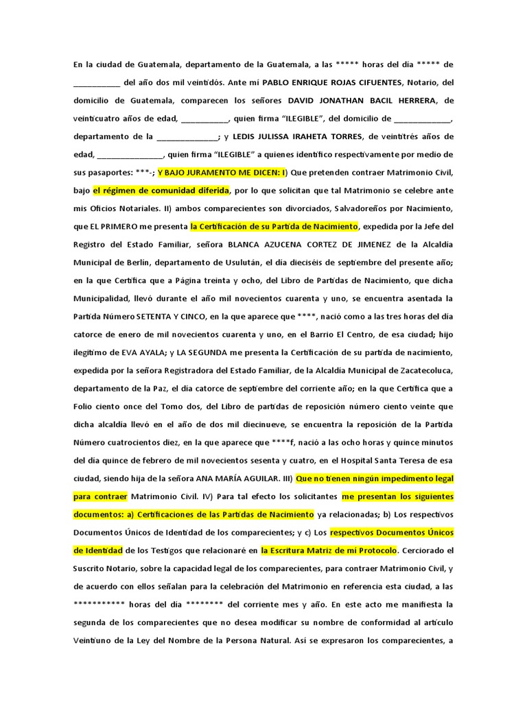 Modelo Acta El Salvador | PDF