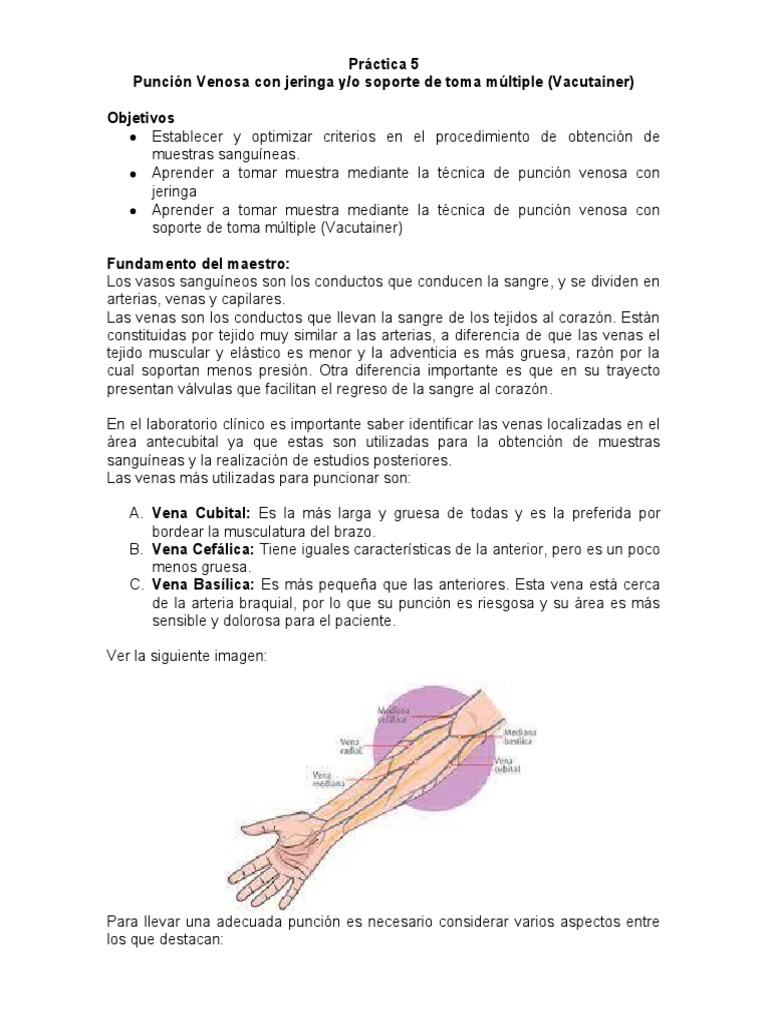 Práctica 5 Punción Venosa Con Jeringa y Soporte de Tomas Múltiples ...