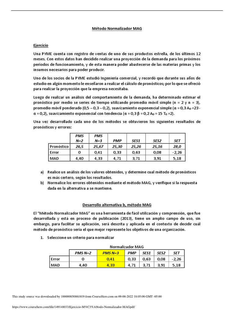 Ejercicio M Todo Normalizador MAG PDF | PDF | Informática