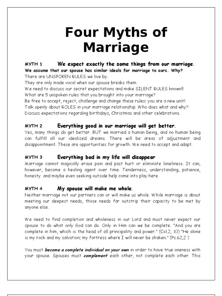 Four Myths of Marriage | Marriage | Psychology & Cognitive Science