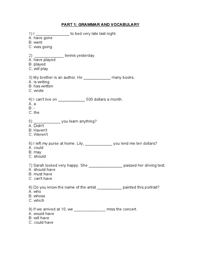 Grammar and Vocabulary Practice: Identifying Parts of Speech, Synonyms ...