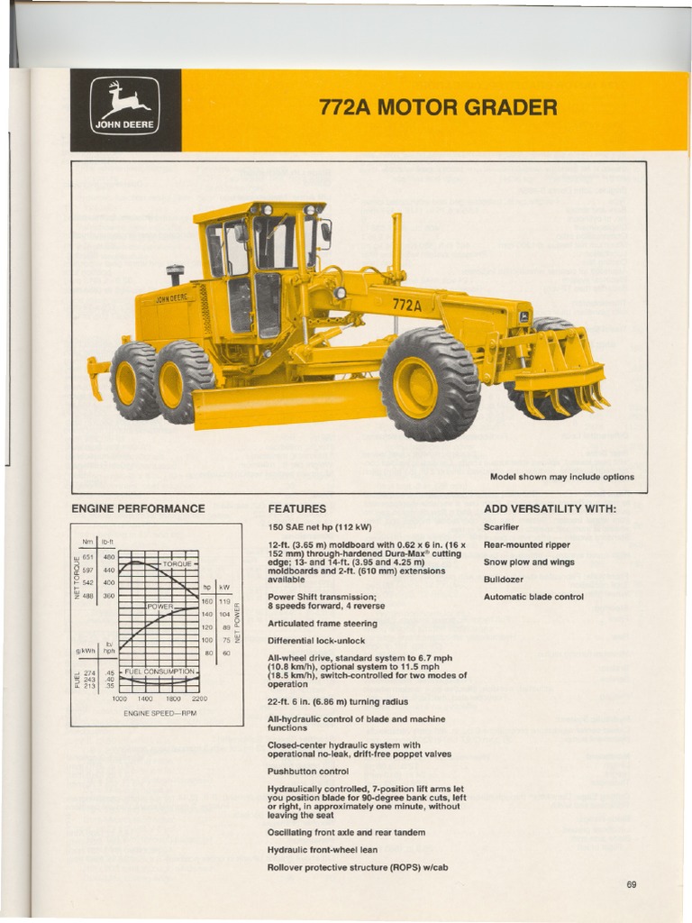 John Deere Motor Grader 772a Manual de Usuario | PDF | Steering ...