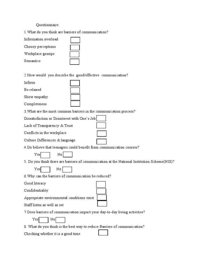 Oa Sba Questionnaire | PDF
