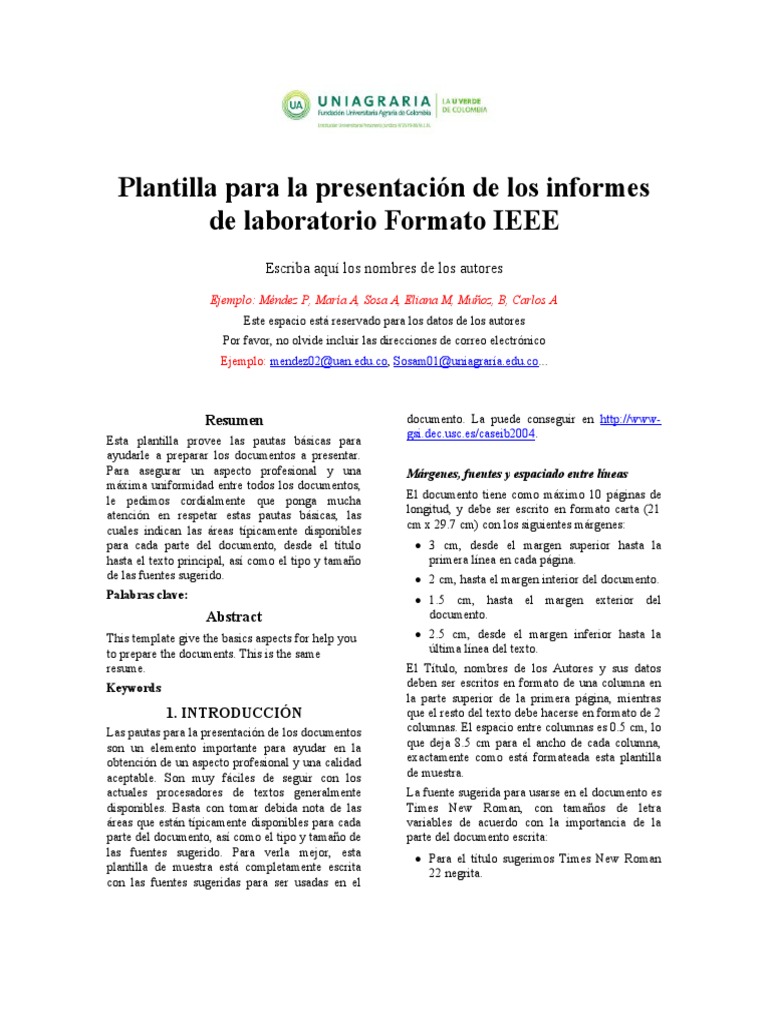 Plantilla Informe IEEE | PDF | Experimentar | Teoría