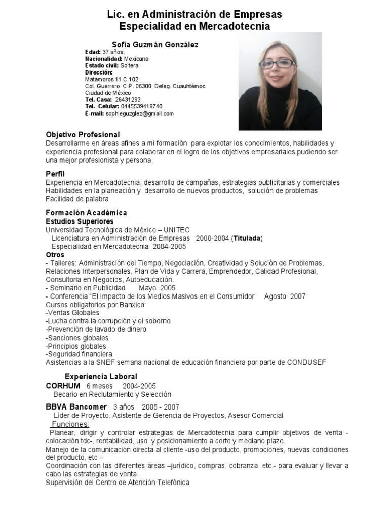 CV Sofi 2 | PDF | Marketing | Economias
