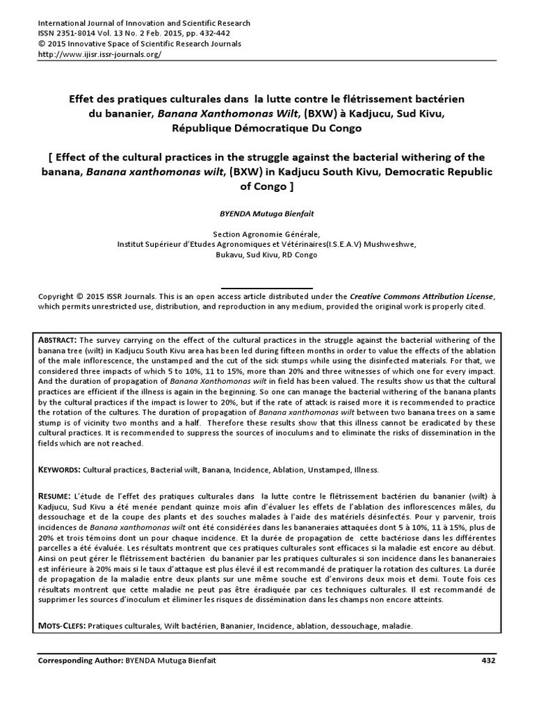 BYENDA Mutuga Bienfait: Bstract | PDF | Plants