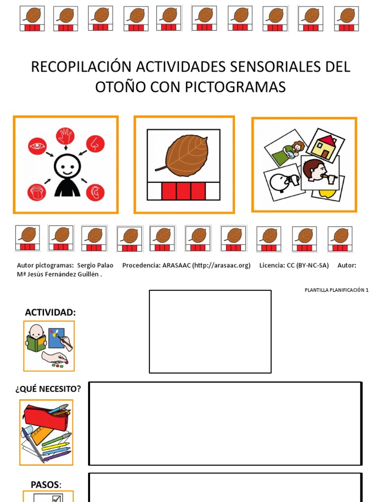 Actividades Sensoriales Del Otoño Con Pictogramas | PDF