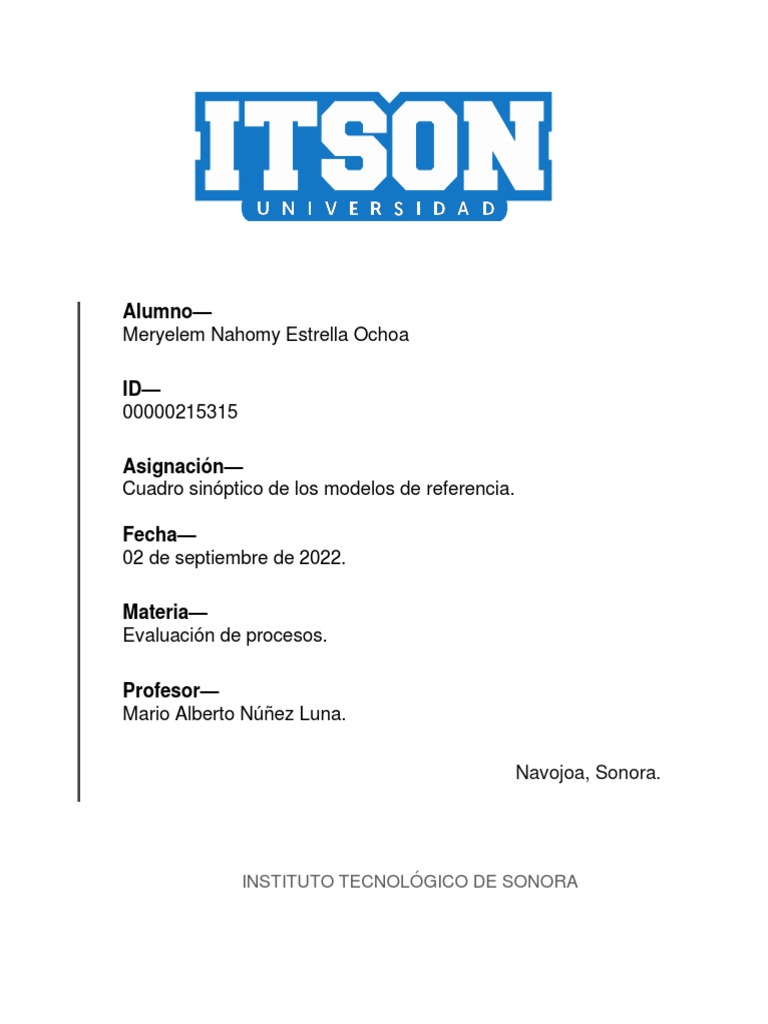Cuadro Sinóptico de Los Modelos de Referencia, Nahomy Estrella | PDF | Calidad (comercial) | México