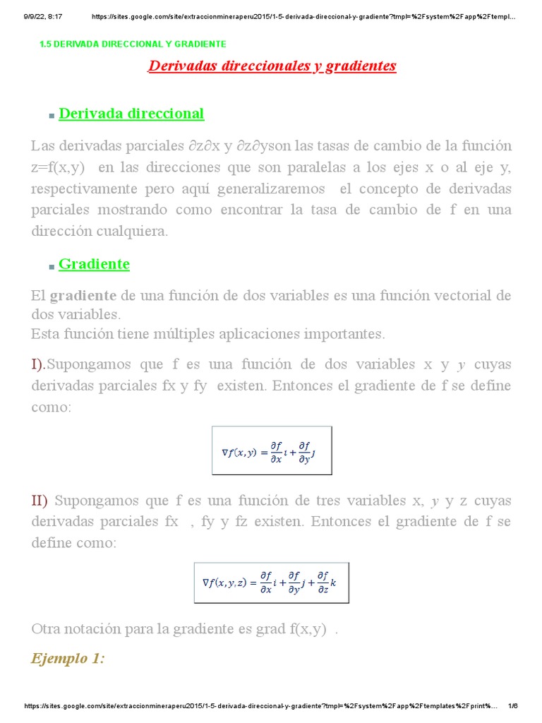 1 5 Derivada Direccional y Gradiente | PDF | Degradado | Derivado