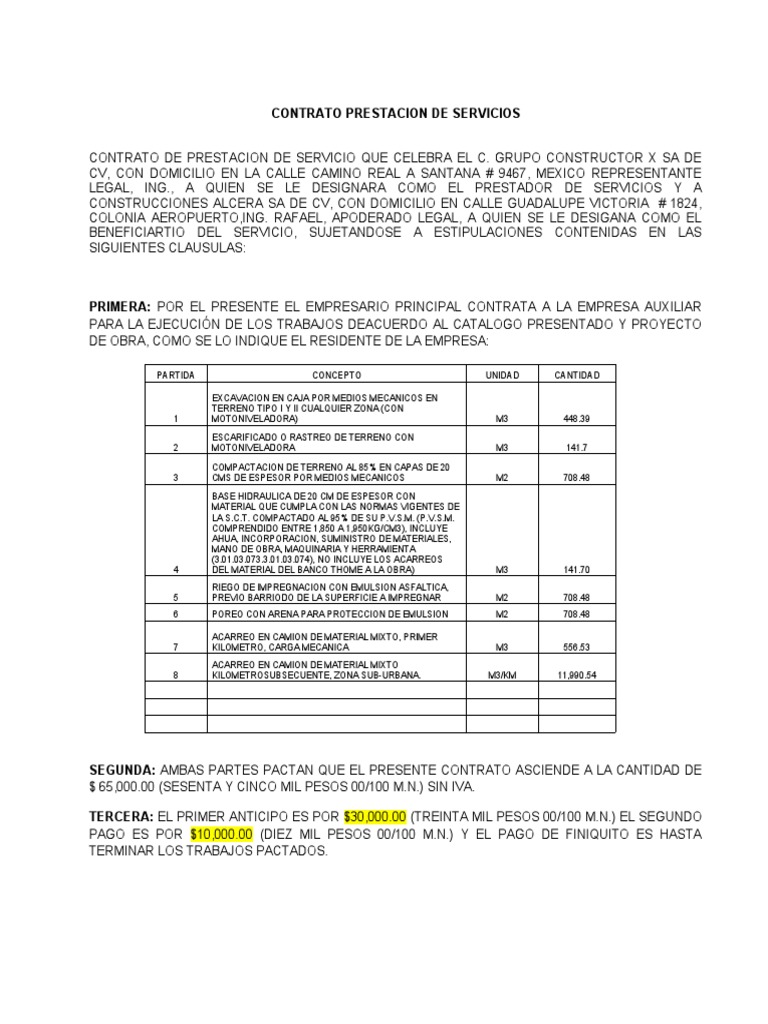 Contrato Prestador de Servicio | PDF