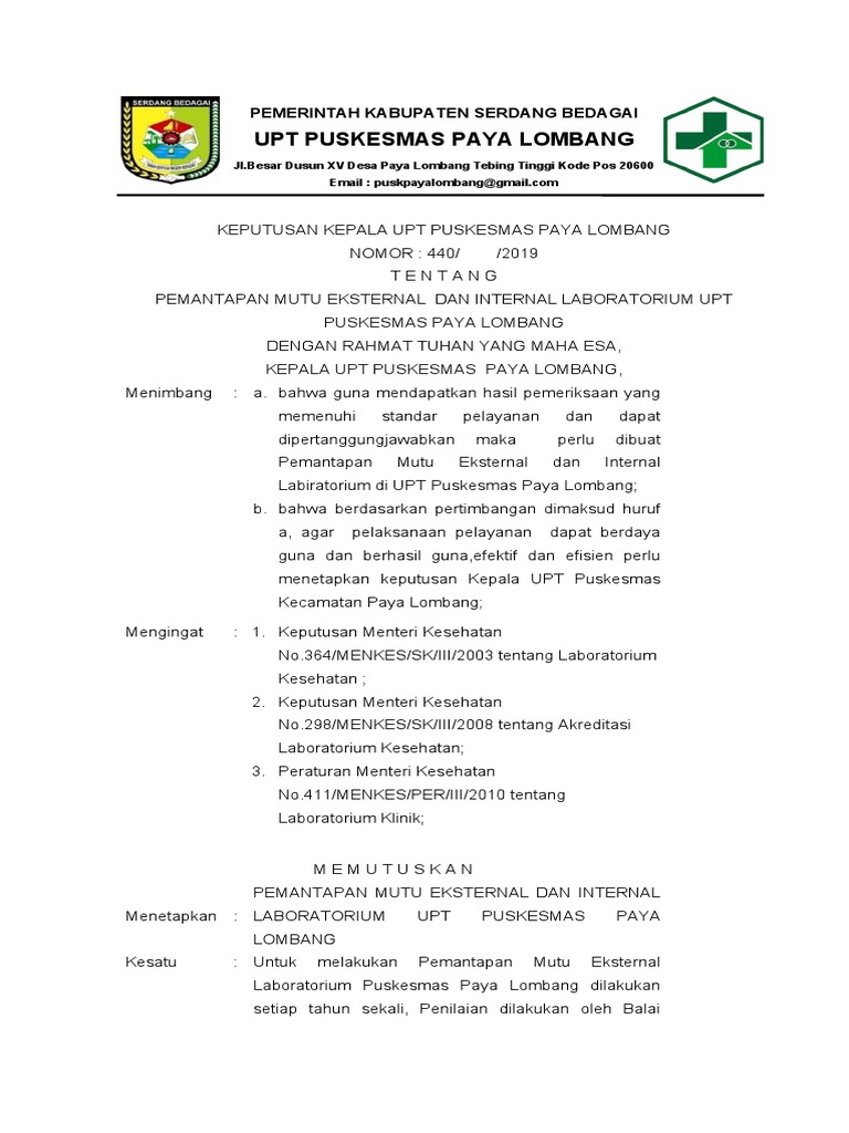 Pemantapan Mutu Lab Puskesmas 2019 | PDF