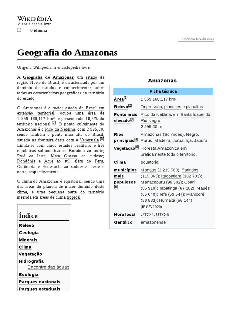 Geografia Do Amazonas | Download grátis PDF | Floresta Amazônica | Ferimento