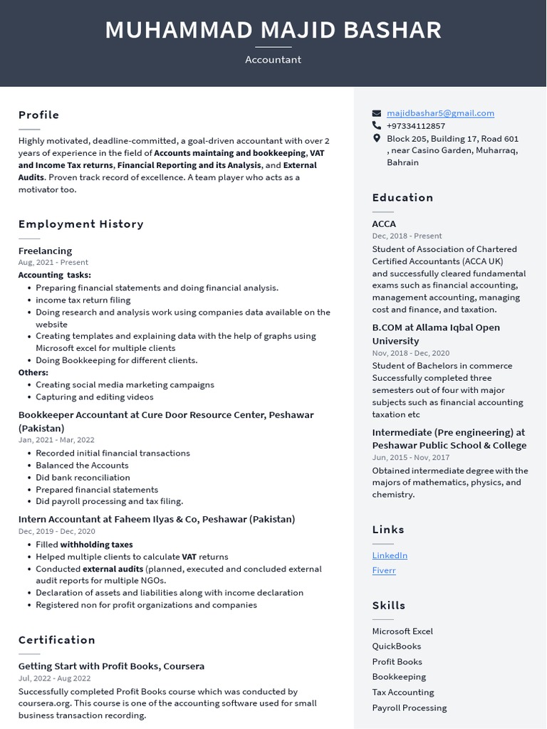 CV Sample | Download Free PDF | Accounting | Accountant