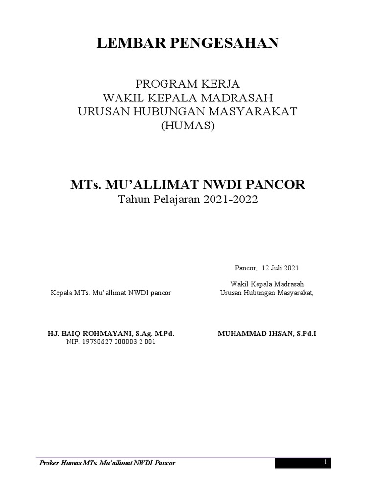 Draf Program Kerja Humas | PDF | Karier & Perkembangan