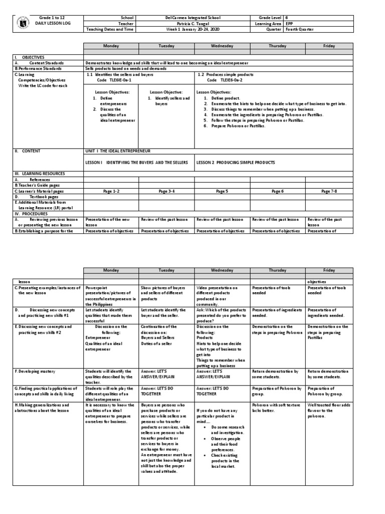 DLL Tle 6 Ict Entrepreneurship 6 | PDF | Educational Technology ... DLL Tle 6 Ict Entrepreneurship 6 | PDF | Educational Technology ...