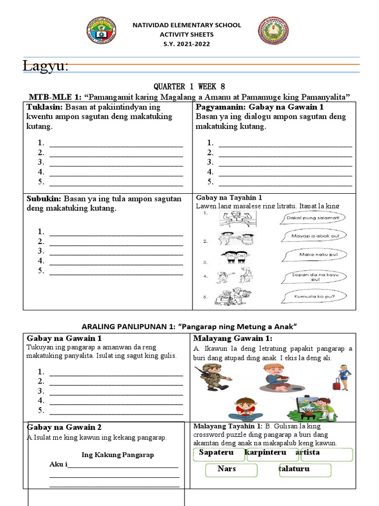 Activity Sheets Week 8 | PDF