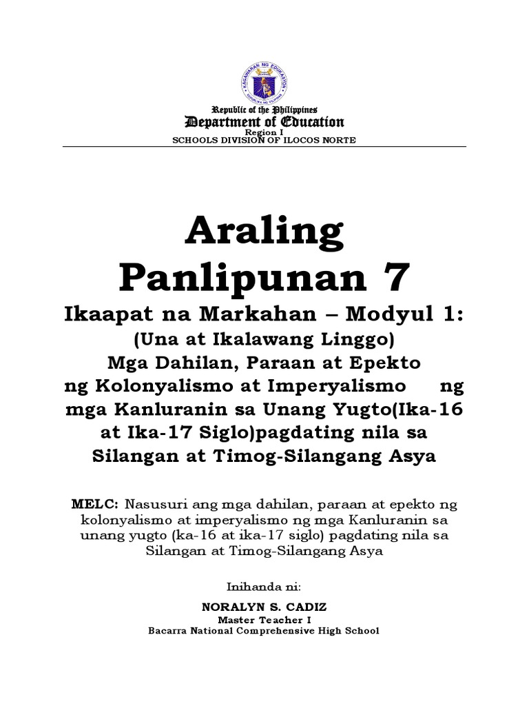 AP7 Q4 Mod1 Week 1 2.NSCadiz | PDF