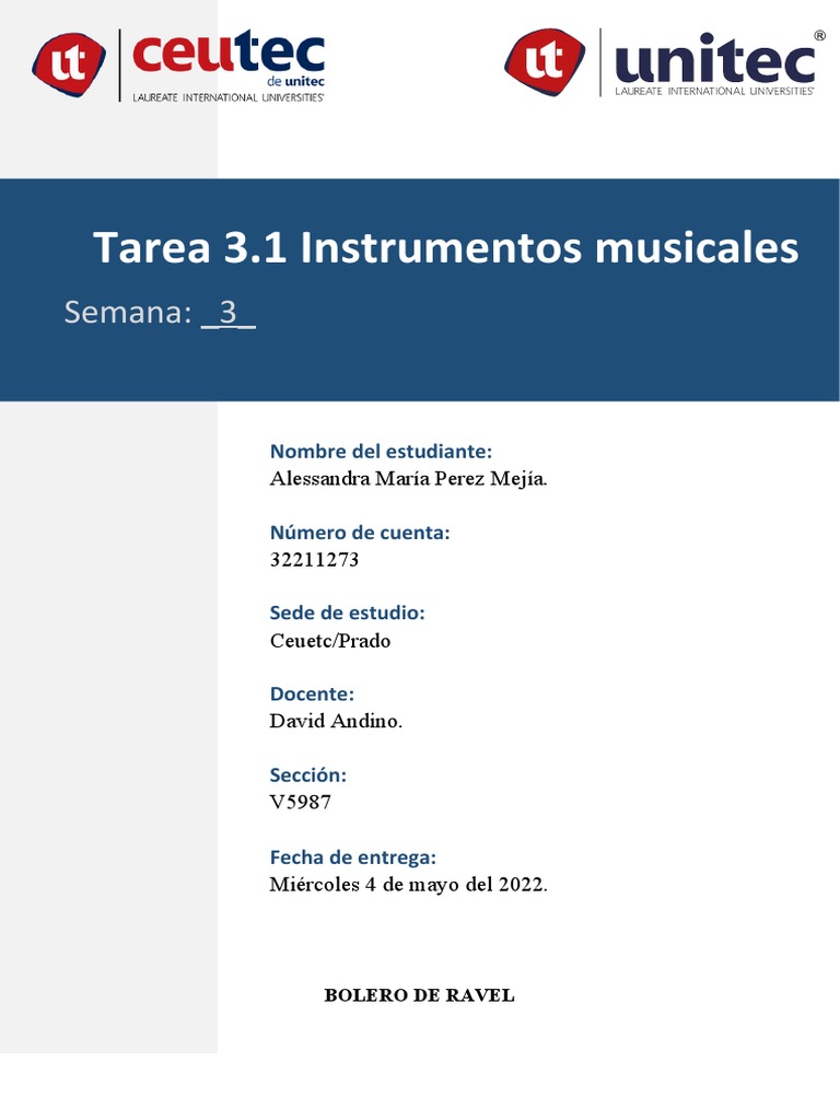 Tarea Semana 3 Apreciacion Musical | PDF | Instrumentos musicales | Saxofón