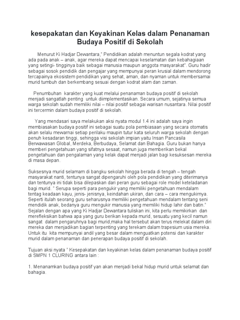 Kesepakatan Dan Keyakinan Kelas | PDF