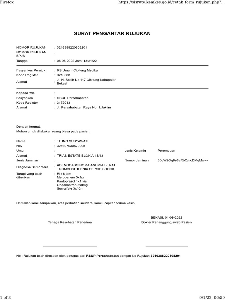 Cetak Form Rujukan - PHP | PDF