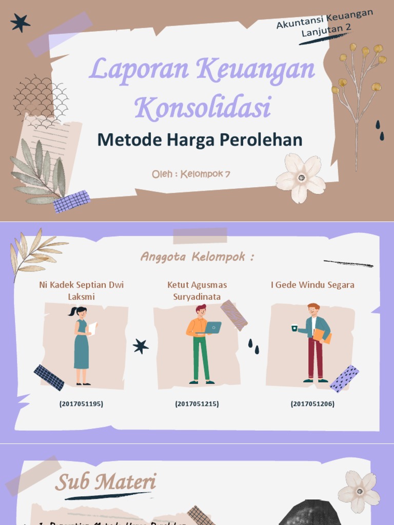 Kelompok 7 - Laporan Keuangan Konsolidasi Metode Harga Perolehan - AKL 2 | PDF