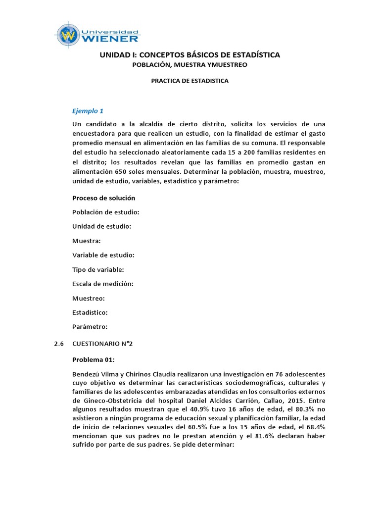 Practica 2 Grupal Poblacion, Muestra y Muestreo | PDF | Estadísticas | Muestreo (Estadísticas)