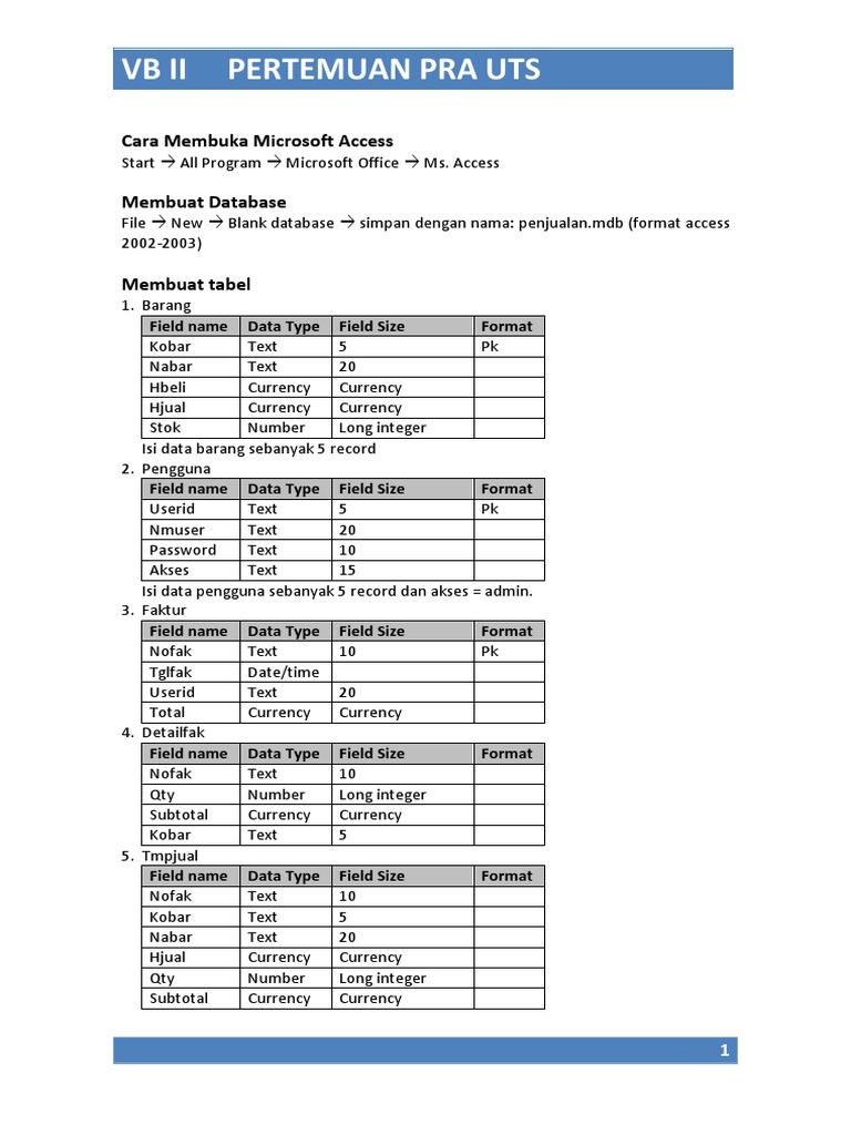 Materi Visual Basic II Pra UTS | PDF | Metode & Bahan Ajar | Komputer