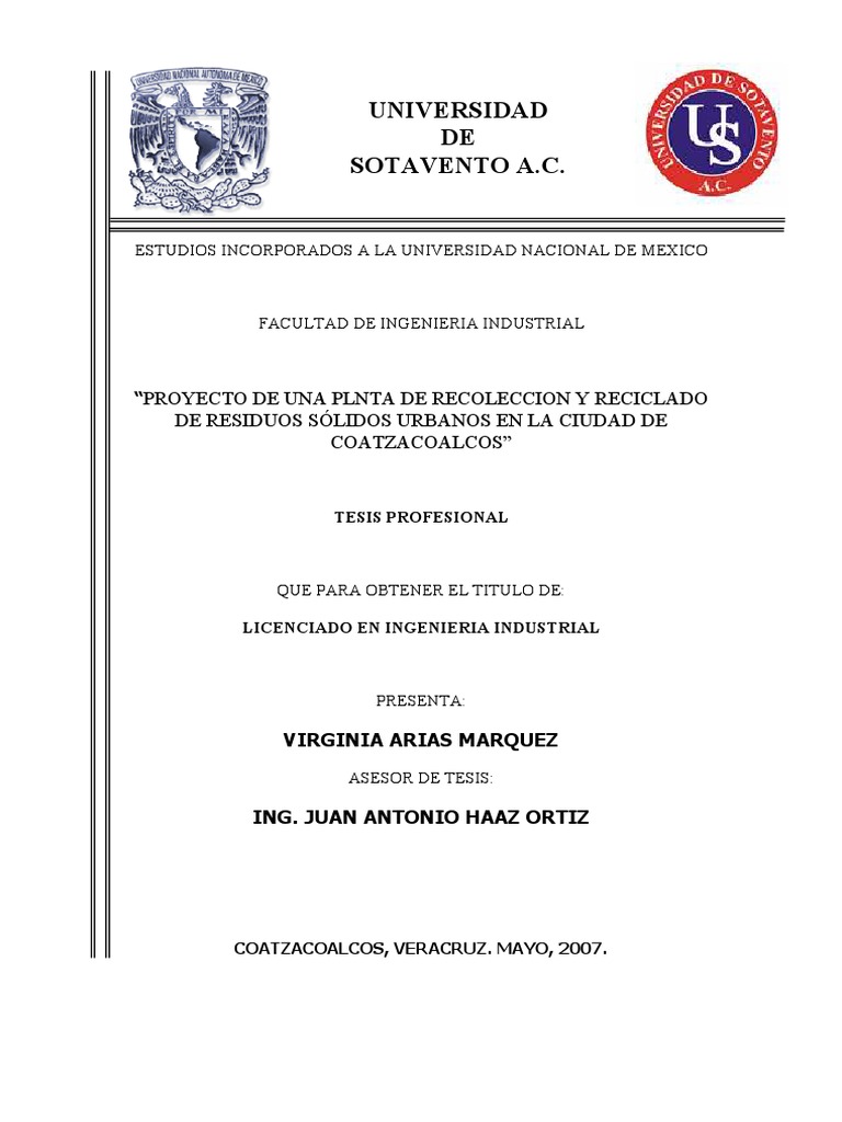 Proyecto Planta Reciclaje | PDF | Residuos | Vertedero