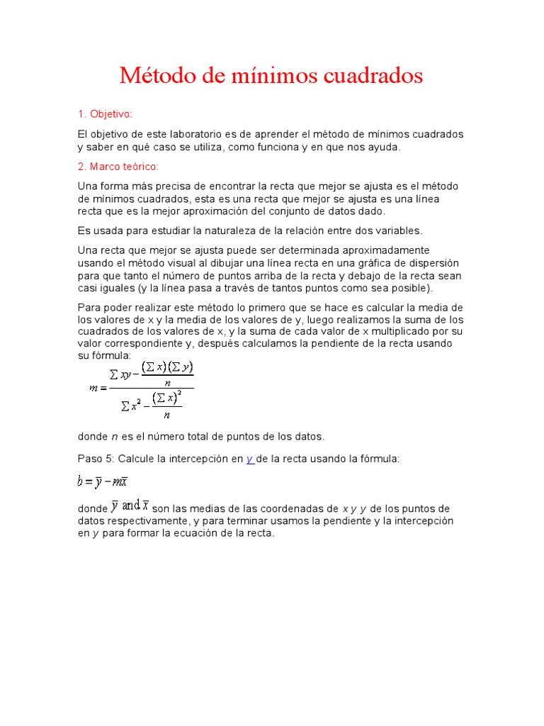 Método de Mínimos Cuadrado1 | PDF | Línea (geometría) | Mínimos cuadrados