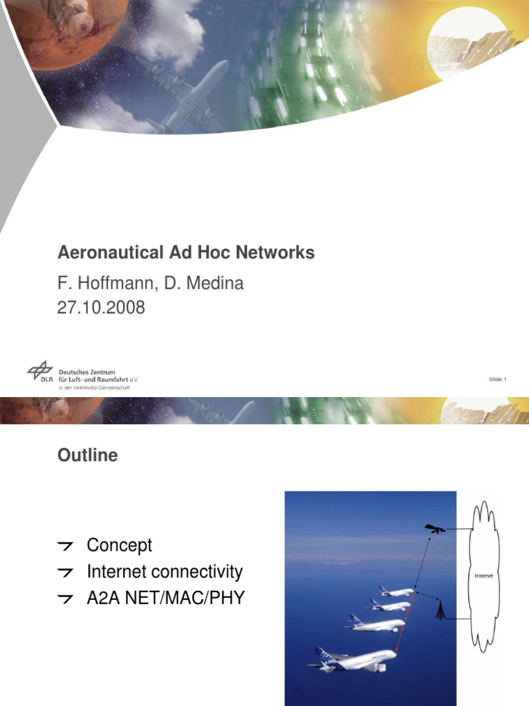 Aeronautical Ad Hoc Networks: F. Hoffmann, D. Medina 27.10.2008 | PDF | Routing | I Pv6